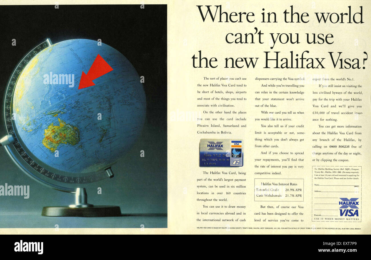 1980s UK Halifax Visa Magazine Advert Stock Photo - Alamy