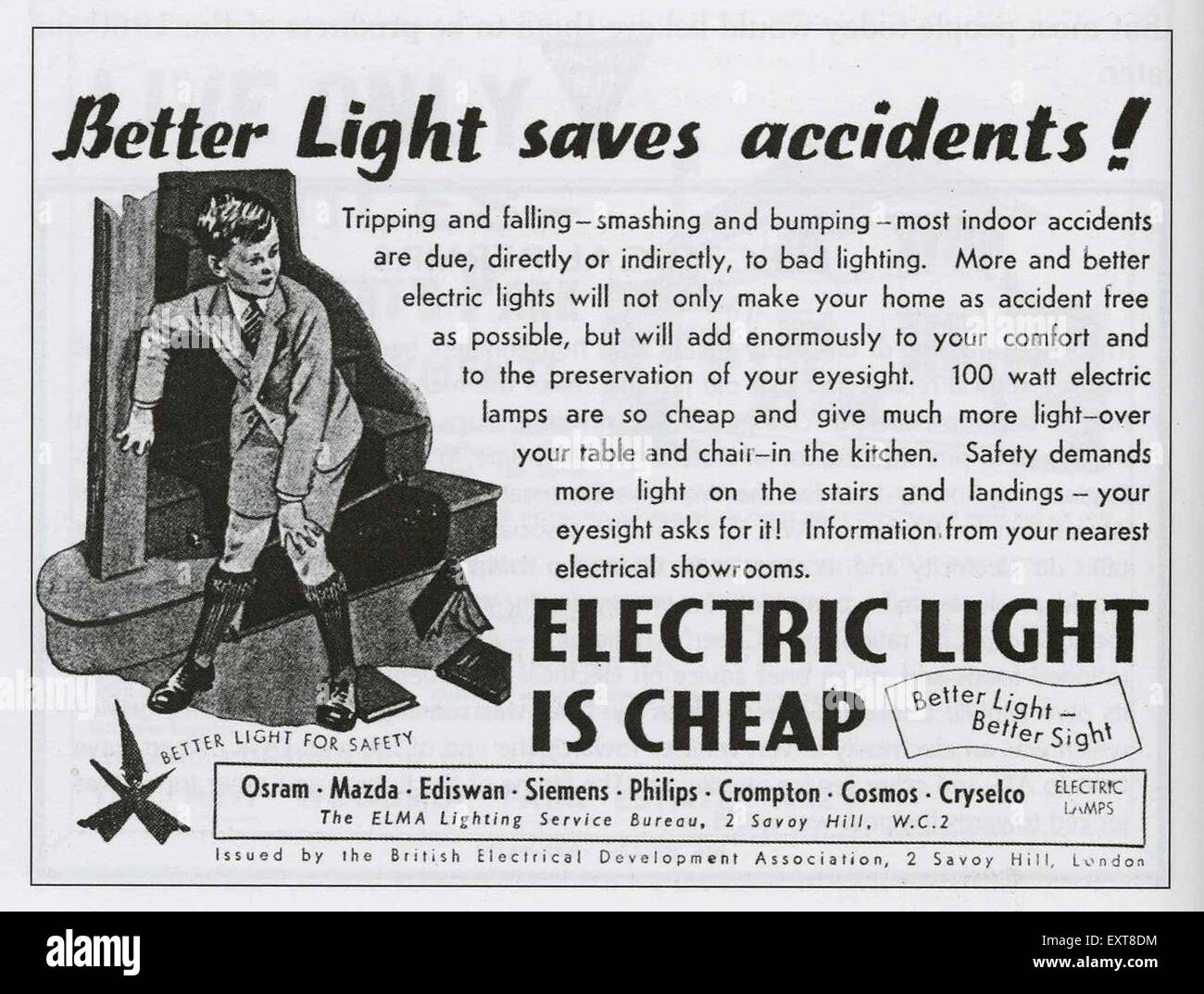 1940s UK Elma Lighting Service Bureau Magazine Advert Stock Photo - Alamy