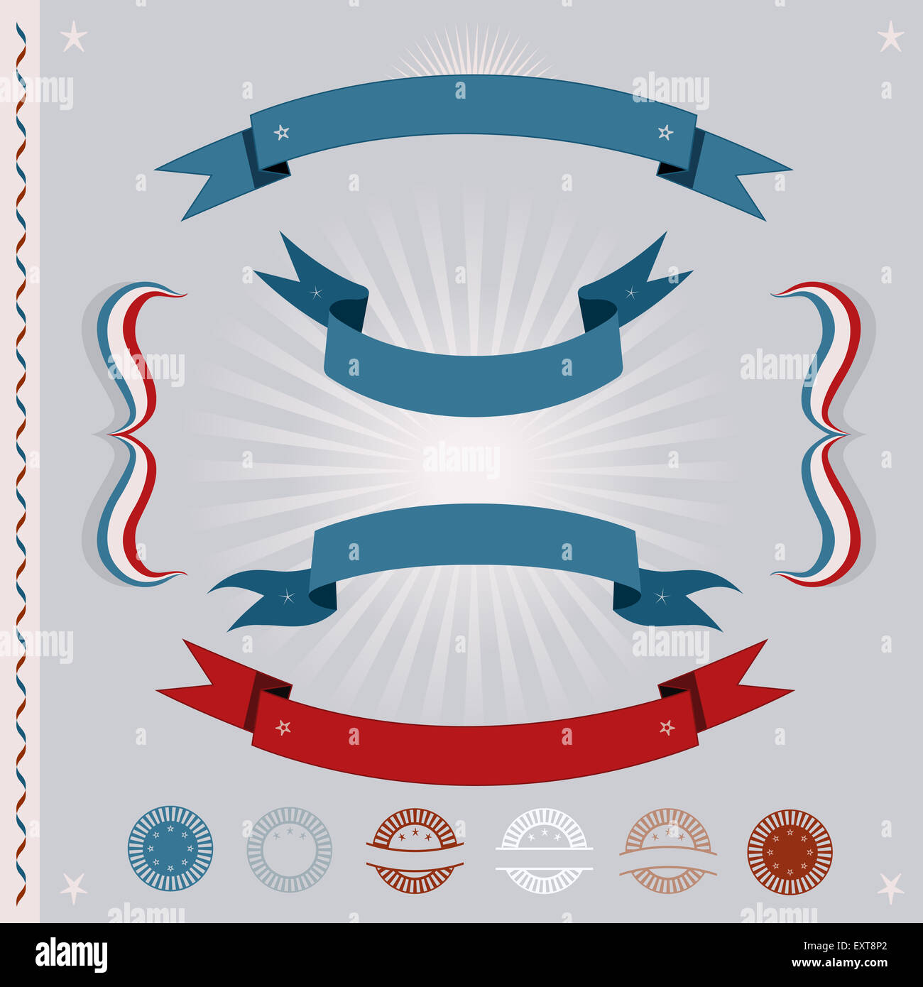 Illustration of a set of various red and blue retro vintage banners ...