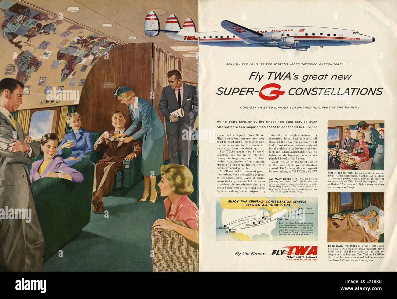 1950s USA TWA Magazine Advert Stock Photo - Alamy