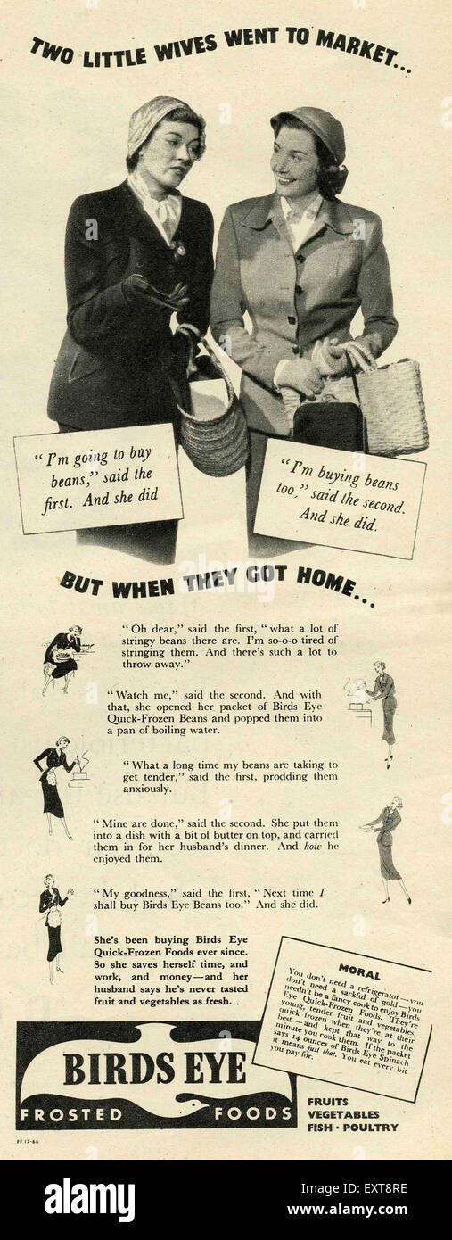1950s UK Birds Eye Magazine Advert Stock Photo - Alamy