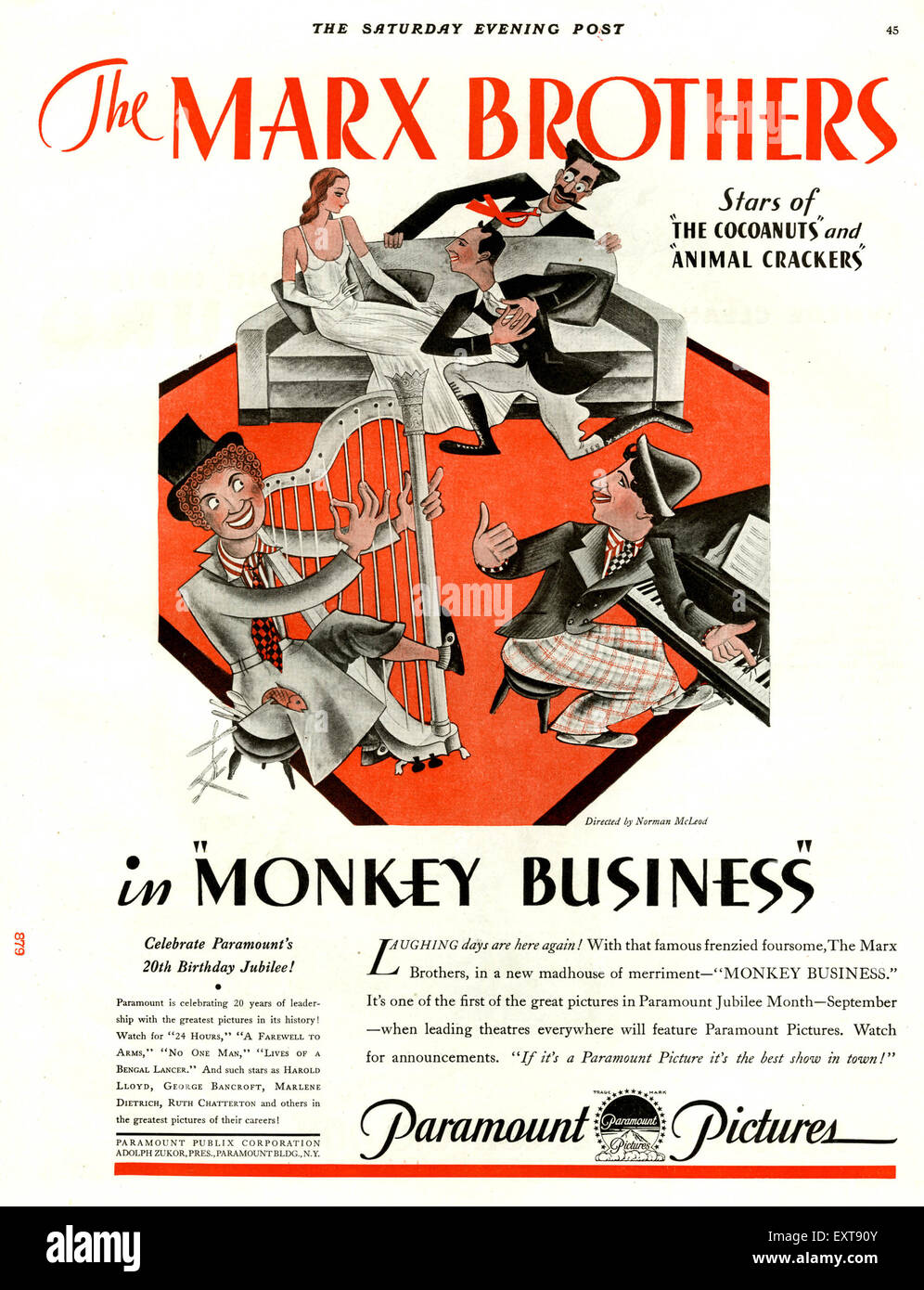 1930s USA Monkey Business Magazine Advert Stock Photo - Alamy