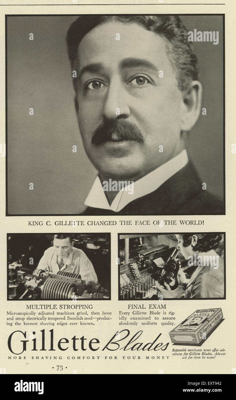 1930s USA Gillette Magazine Advert Stock Photo - Alamy