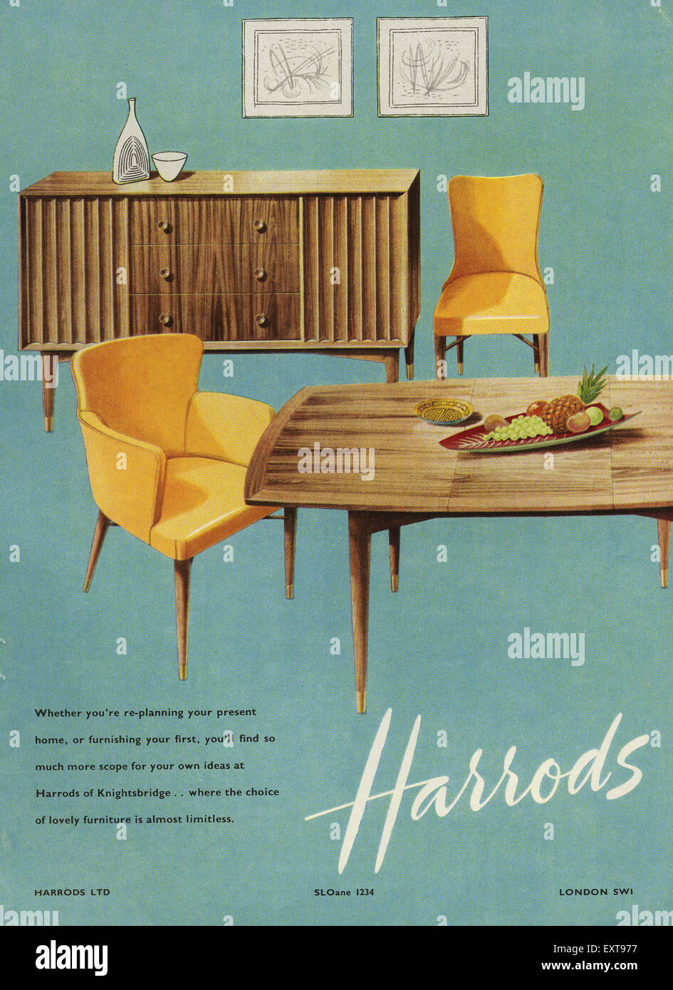 1950s UK Harrods Magazine Advert Stock Photo - Alamy