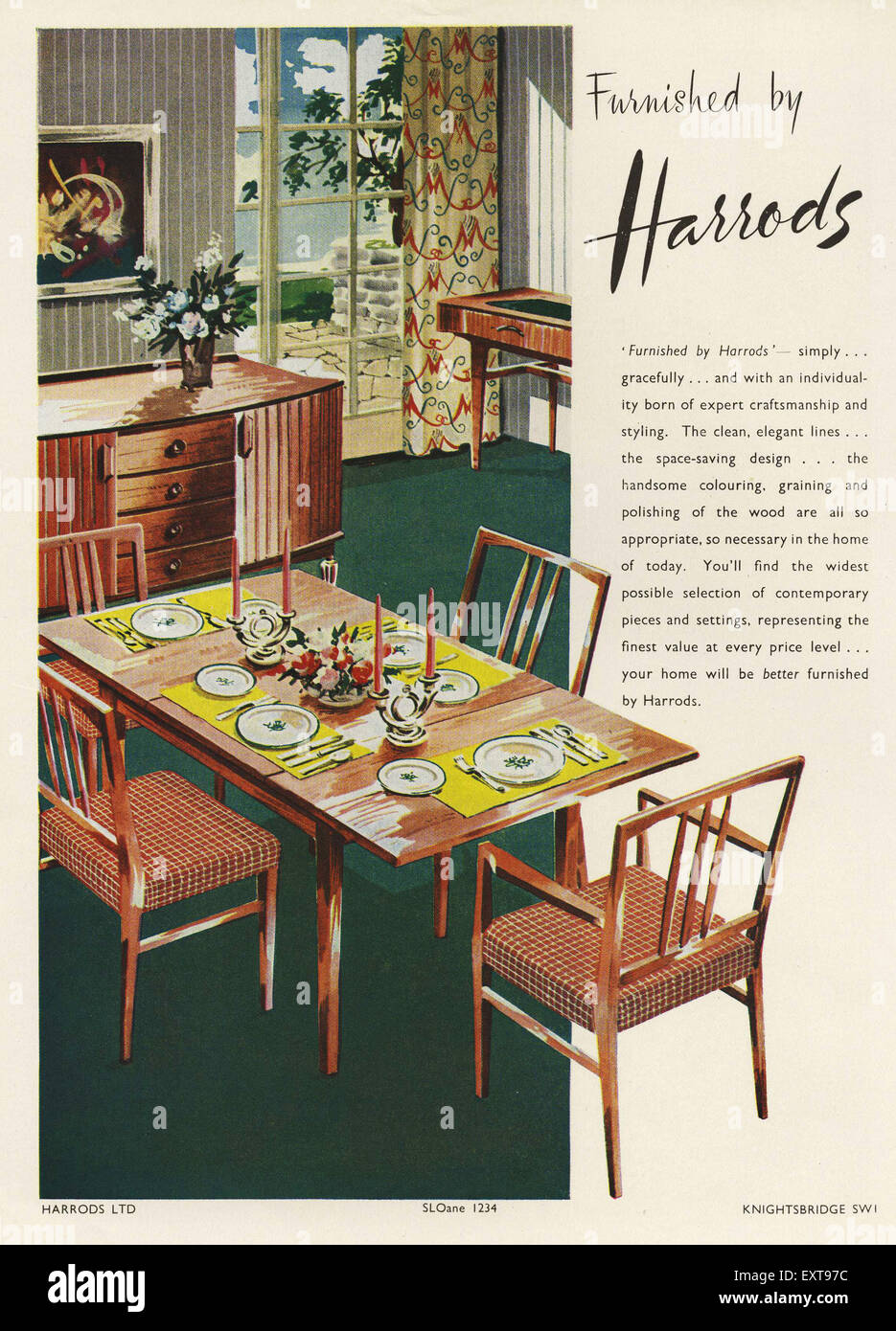 1950s UK Harrods Magazine Advert Stock Photo - Alamy