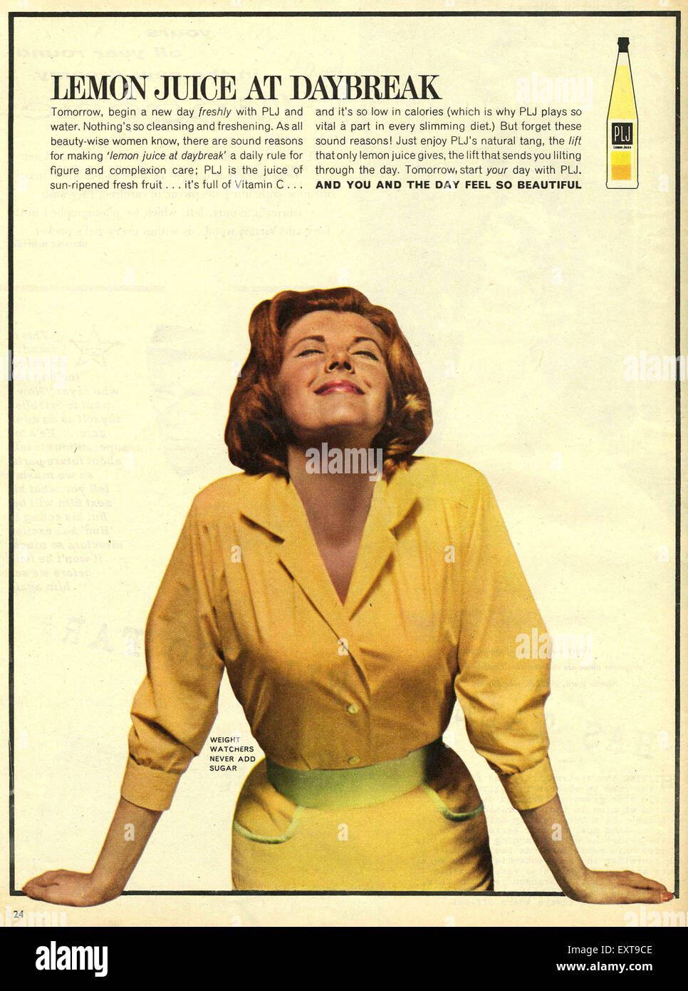 1960s UK PLJ Lemon Juice Magazine Advert Stock Photo - Alamy