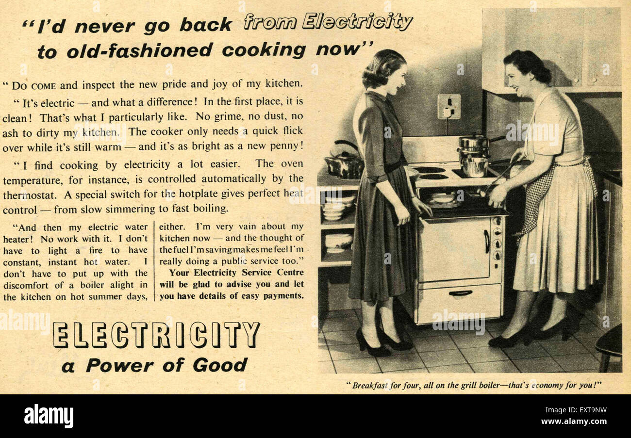 1950s UK Electricity Magazine Advert Stock Photo - Alamy