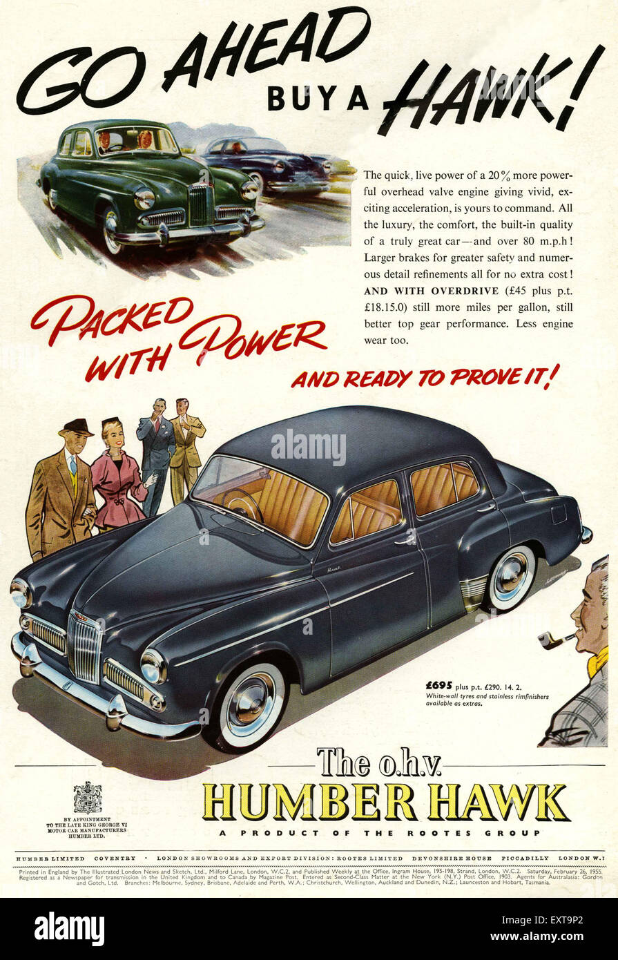 1950s UK Humber Hawk Magazine Advert Stock Photo - Alamy