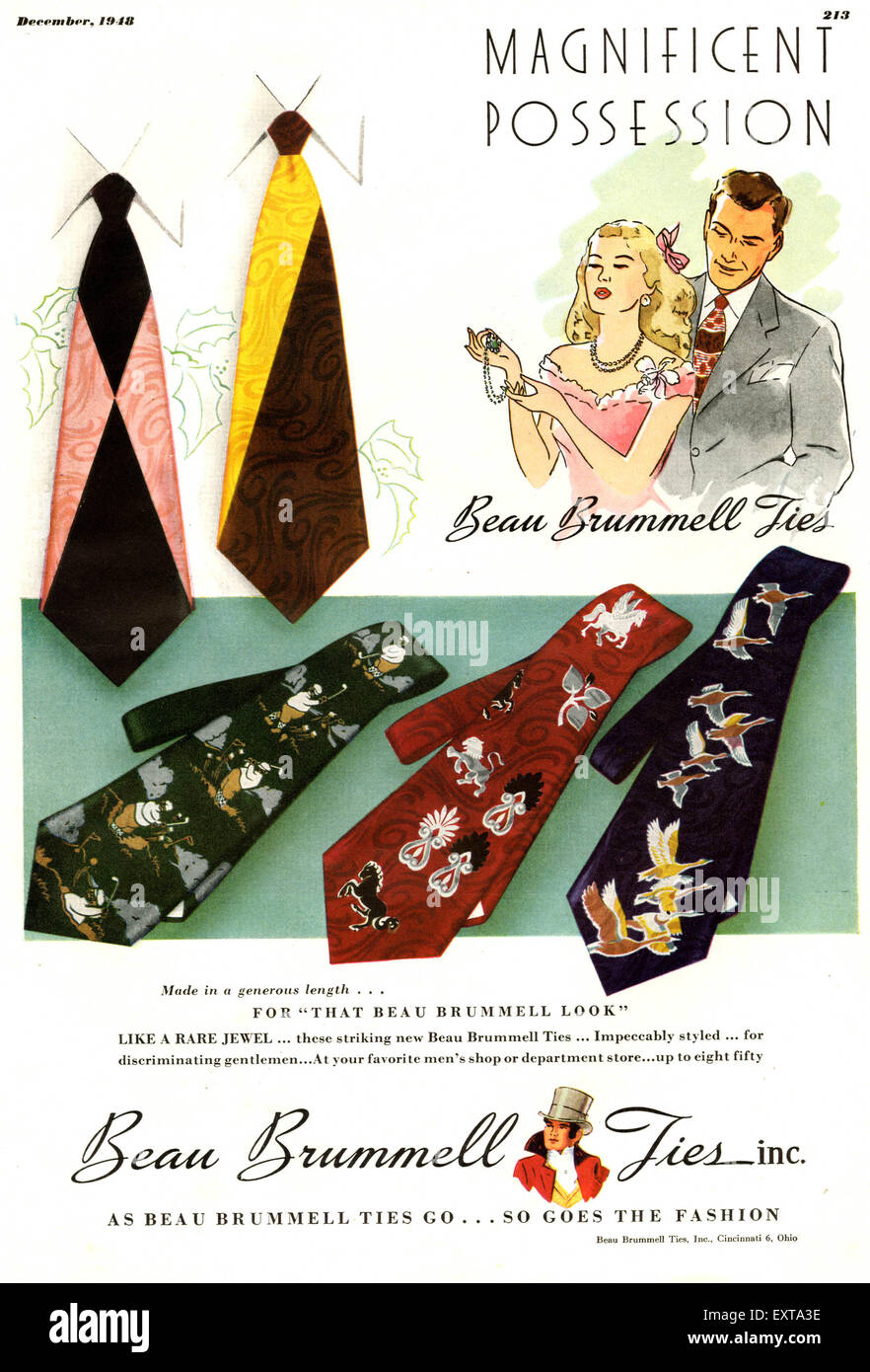 1940s USA Beau Brummell Magazine Advert Stock Photo - Alamy