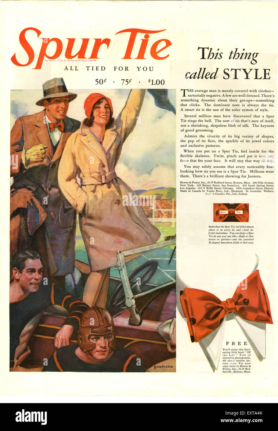 1930s USA Spur Tie Magazine Advert Stock Photo - Alamy