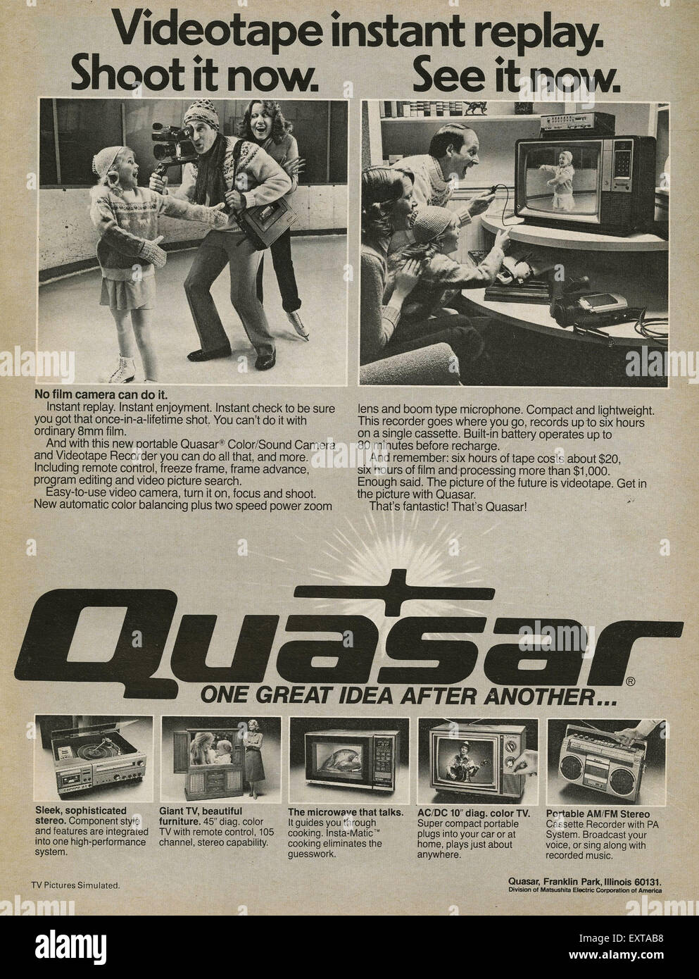 1980s USA Quasar Magazine Advert Stock Photo - Alamy