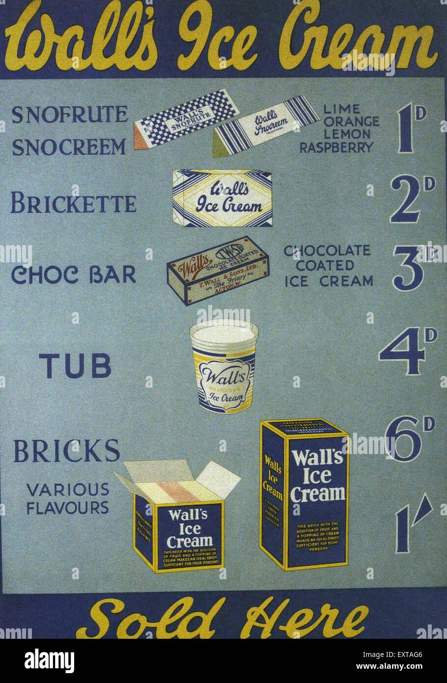 1950s UK Wall's Ice Cream Magazine Advert Stock Photo - Alamy