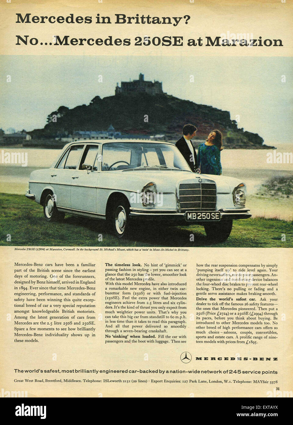 1970s UK Mercedes-Benz Magazine Advert Stock Photo - Alamy