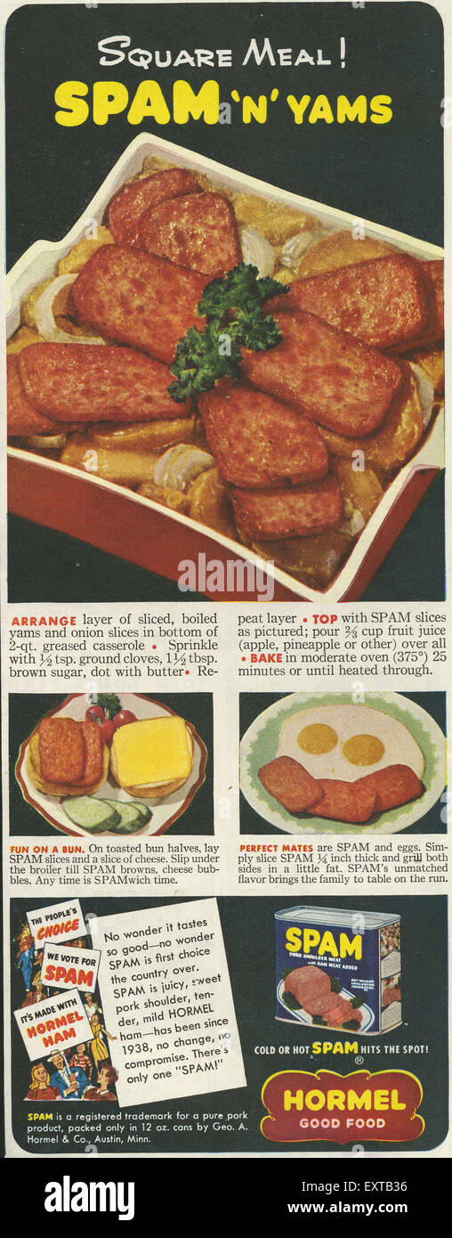 1950s usa spam magazine advert hi-res stock photography and images - Alamy