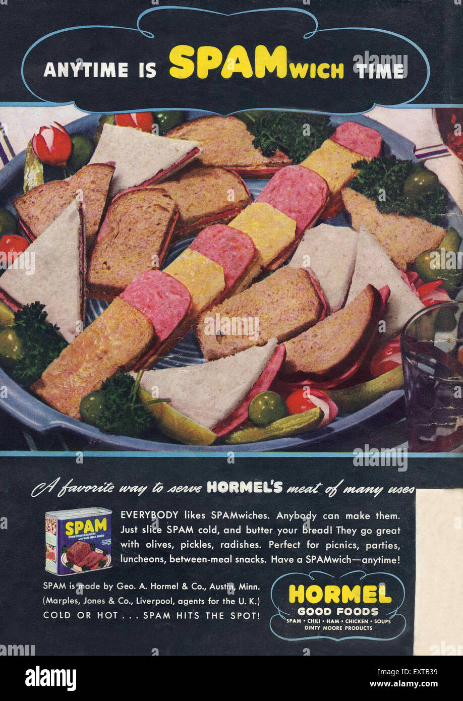 1950s usa spam magazine advert hi-res stock photography and images - Alamy