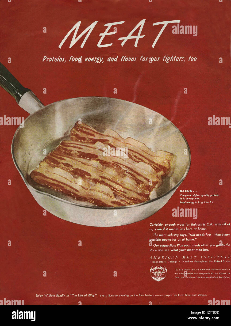 1950s USA American Meat Institute Magazine Advert Stock Photo - Alamy