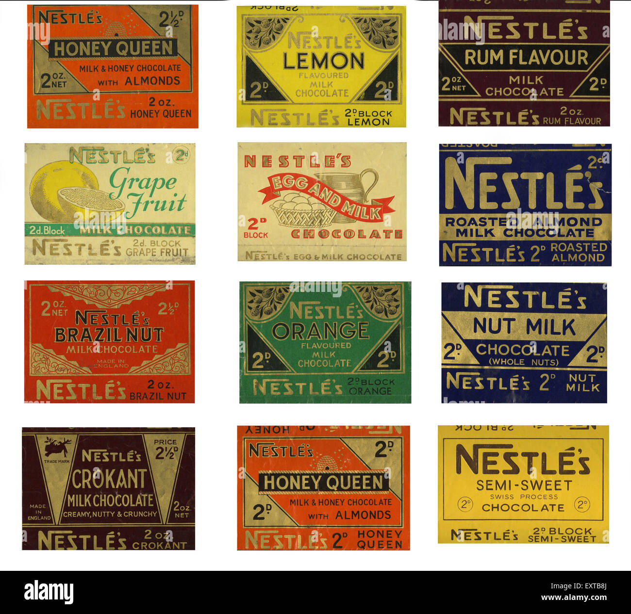 1930s UK Nestles Chocolate Wrappers Packaging Stock Photo - Alamy