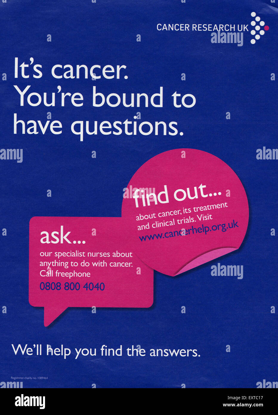 2000s UK Cancer Research Magazine Advert Stock Photo - Alamy