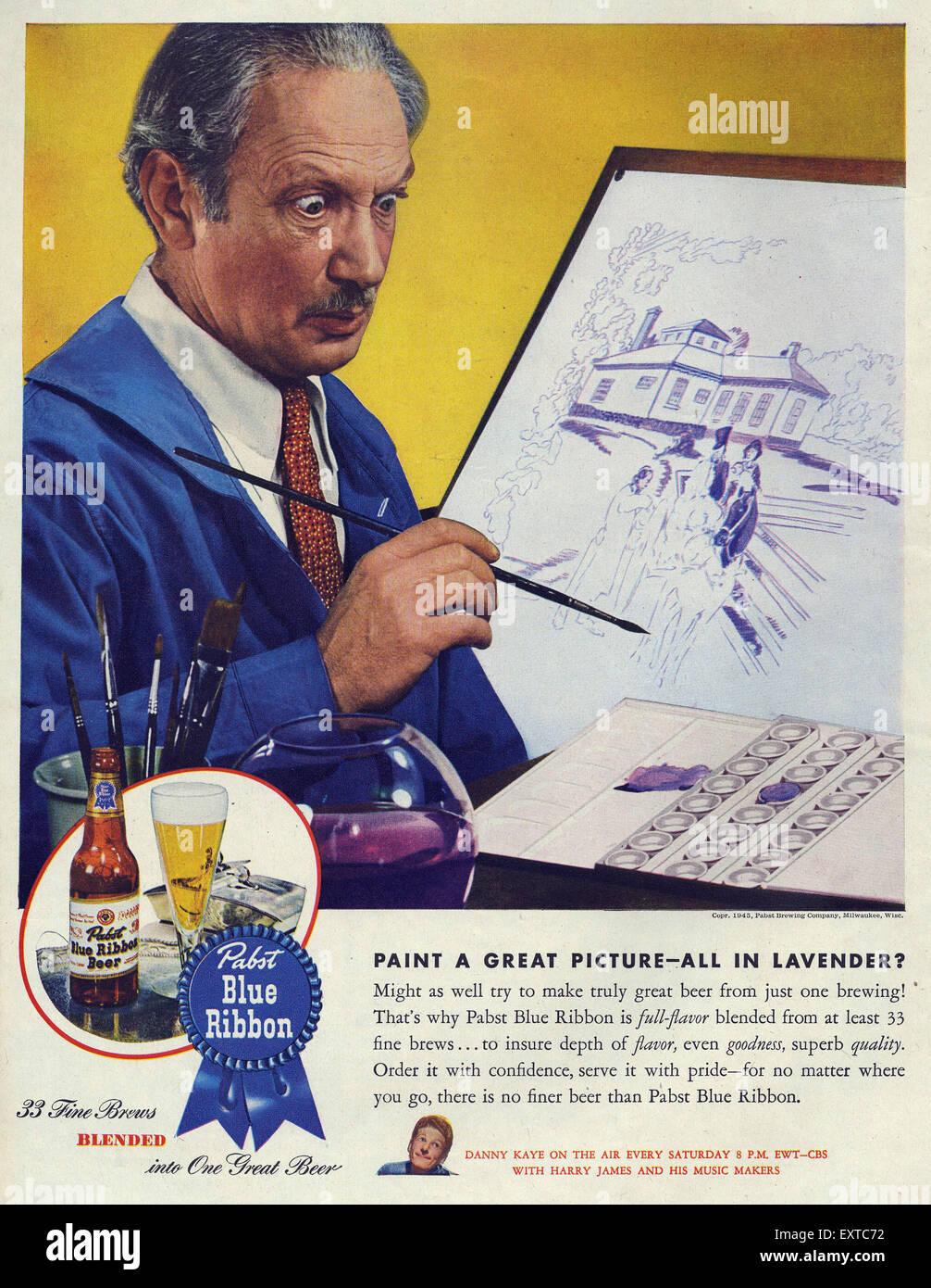 1940s USA Pabst Blue Ribbon Magazine Advert Stock Photo - Alamy