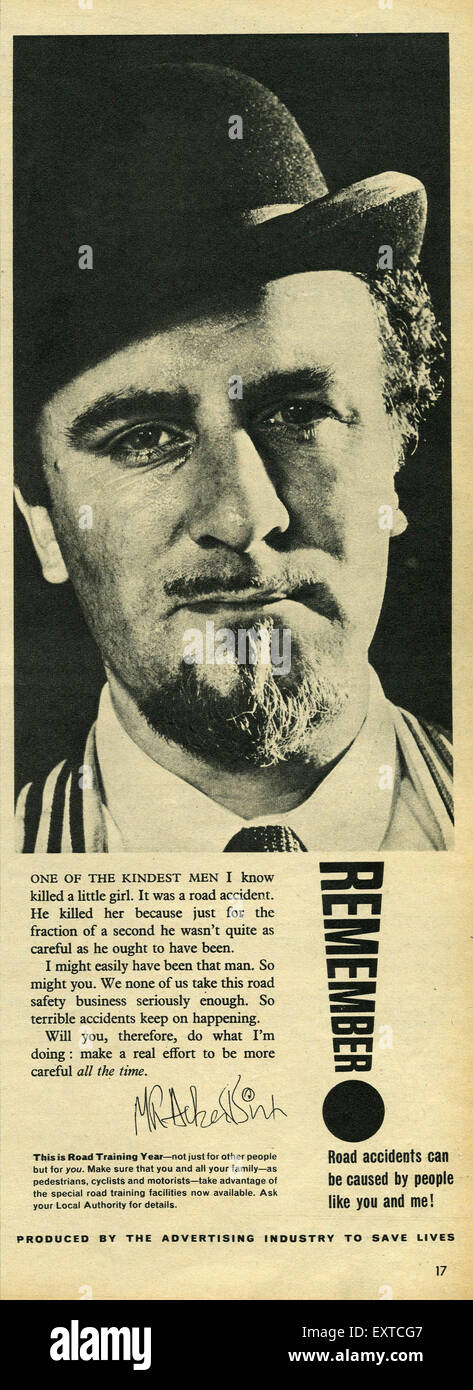 1960s UK Think Road Safety Magazine Advert Stock Photo - Alamy