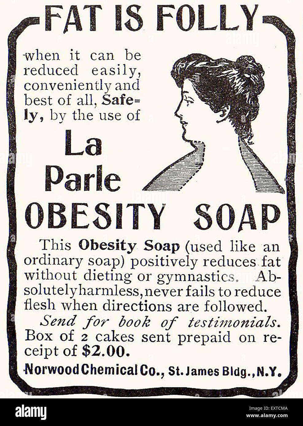 1900s USA Obesity Soap Magazine Advert Stock Photo - Alamy