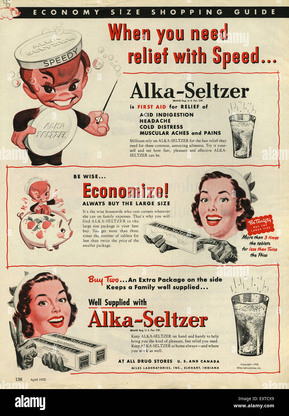 1950s USA Alka-Seltzer Magazine Advert Stock Photo - Alamy