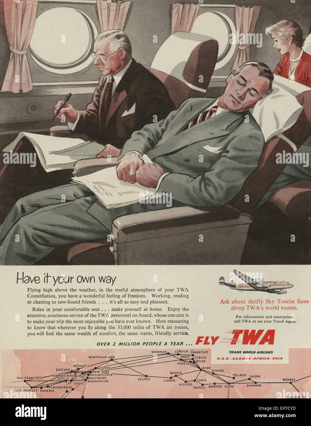 1950s Usa Twa Magazine Advert High Resolution Stock Photography and ...