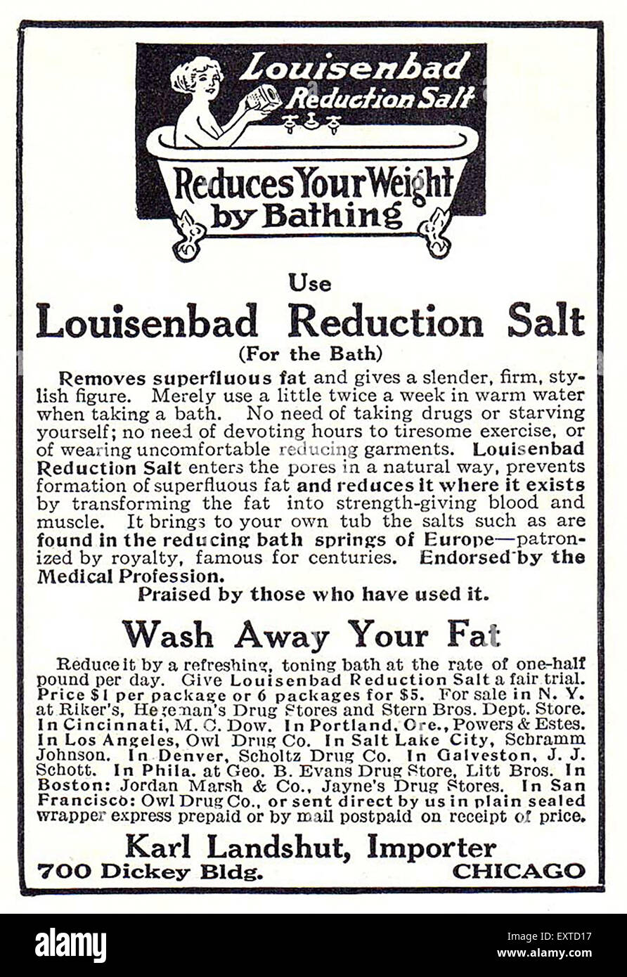 1910s USA Louisenbad Reduction Salt Magazine Advert Stock Photo - Alamy