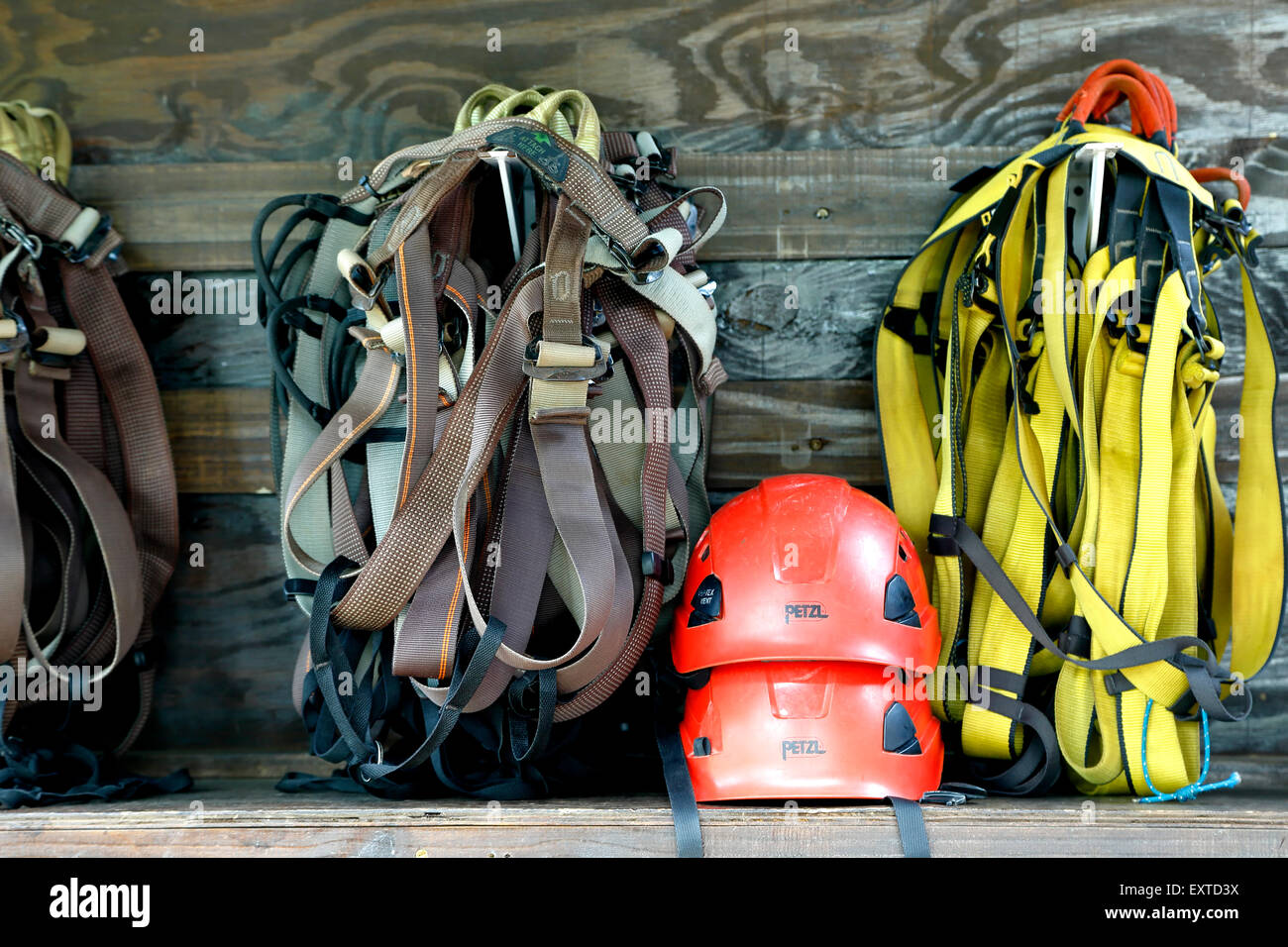 Zip lining harnesses and helmets, Ecoquest Adventures & Tours, Hacienda ...