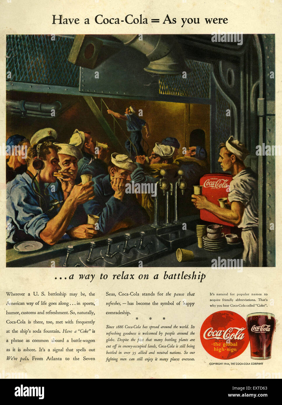 1940s USA Coca-Cola Magazine Advert Stock Photo - Alamy