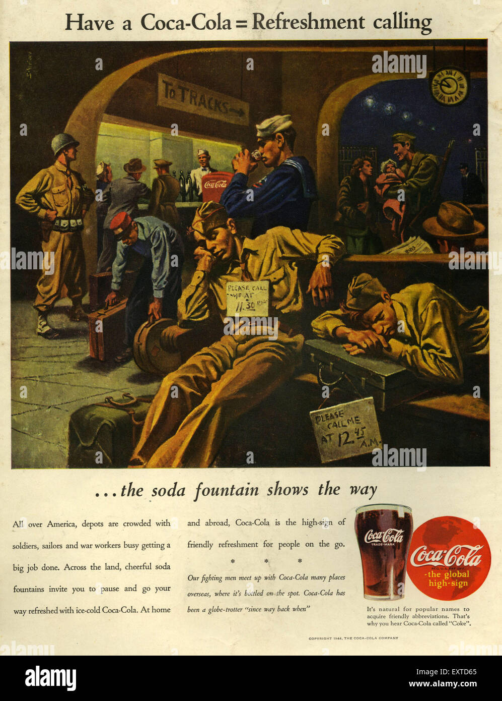 1940s USA Coca-Cola Magazine Advert Stock Photo - Alamy