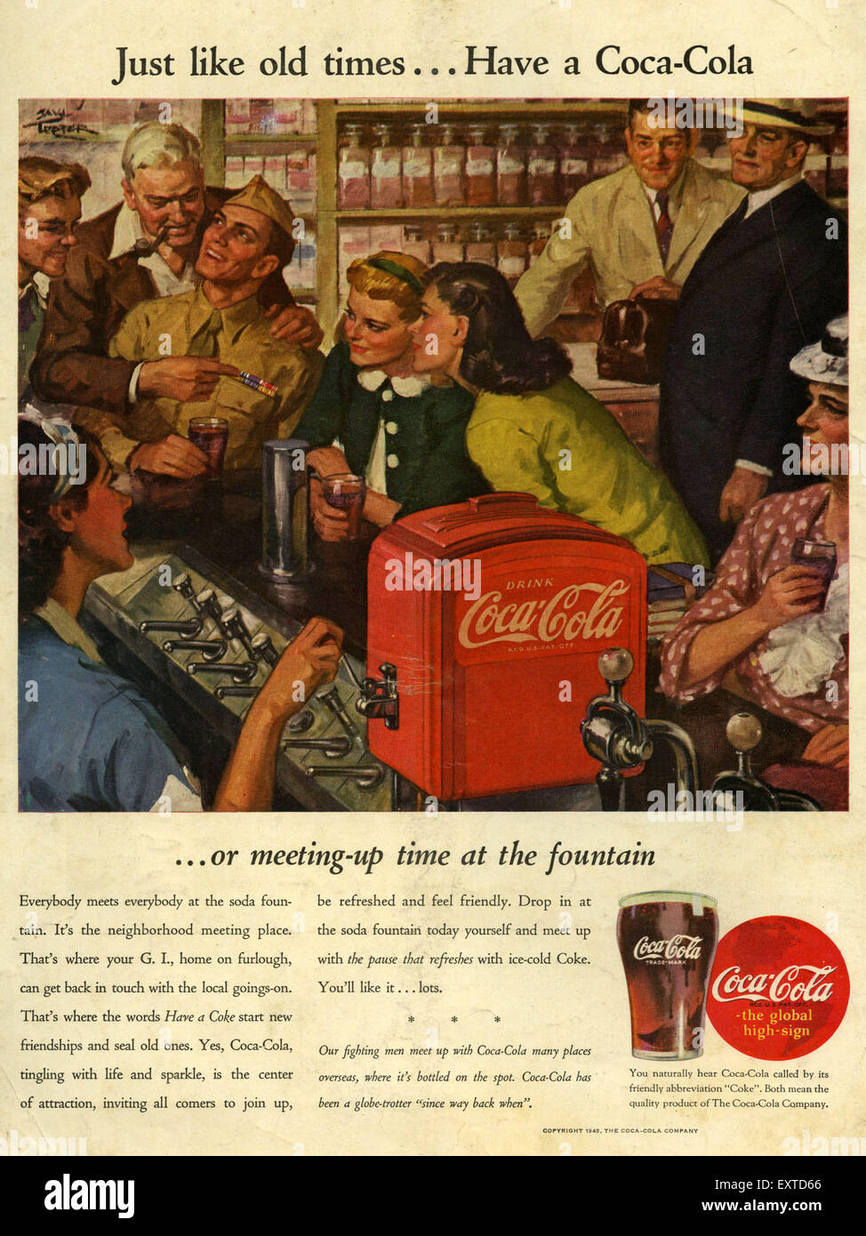 1940s USA Coca-Cola Magazine Advert Stock Photo - Alamy