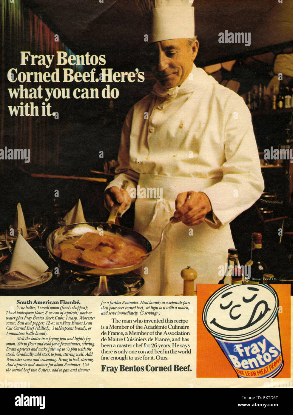 1970s UK Fray Bentos Magazine Advert Stock Photo - Alamy