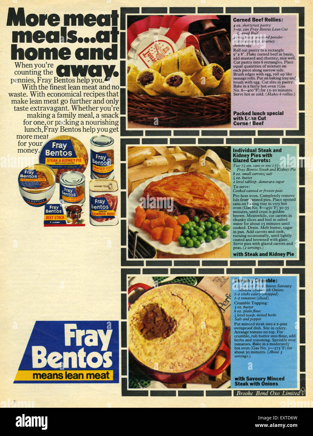 1980s UK Fray Bentos Magazine Advert Stock Photo - Alamy