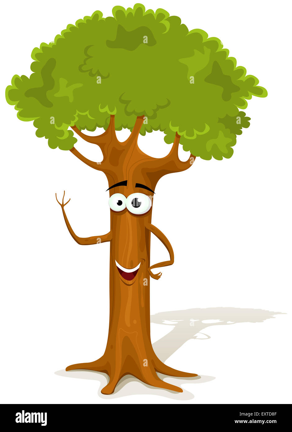 Illustration of a funny cartoon spring or summer happy tree character ...