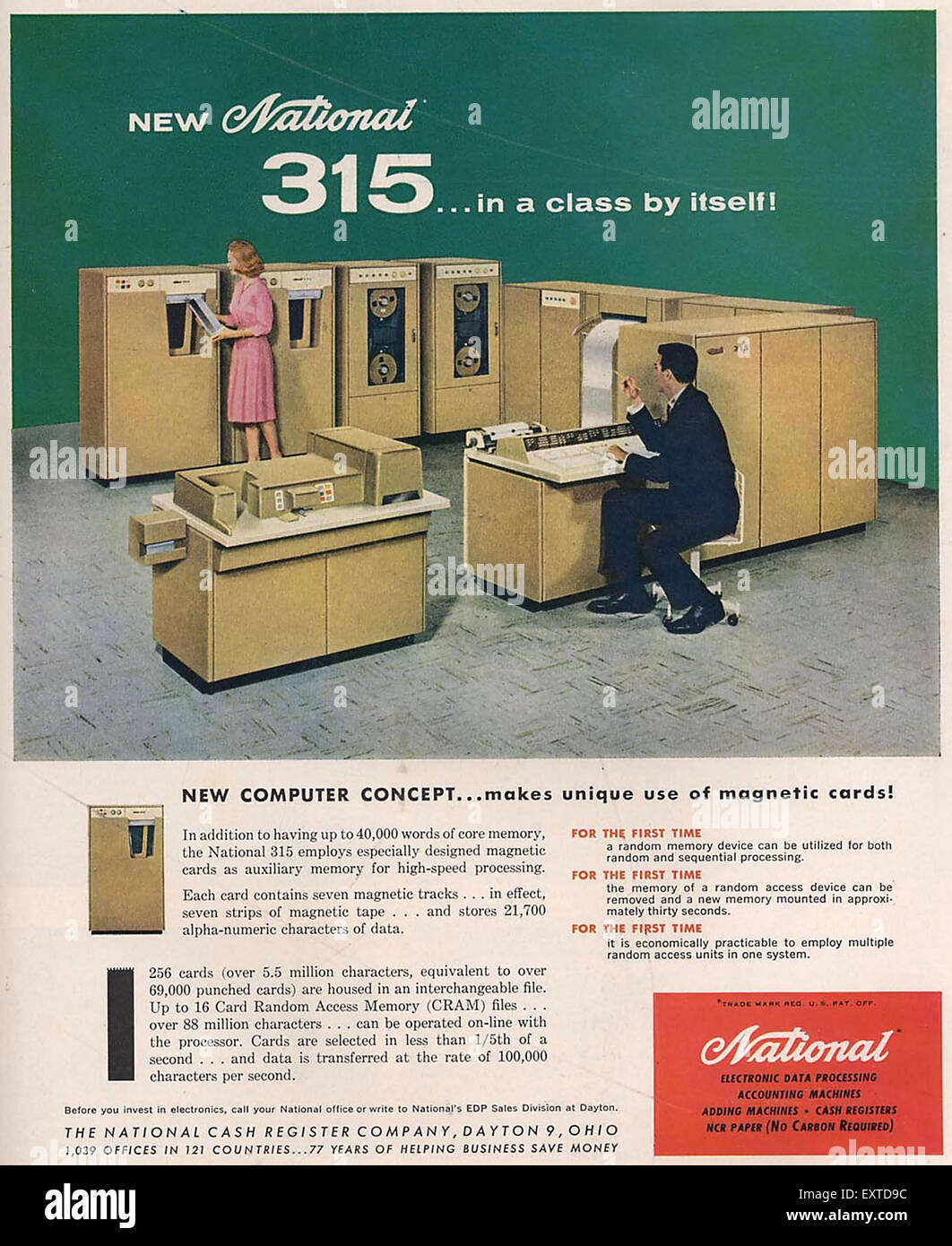 1950s USA National Cash Register Company Magazine Advert Stock Photo ...
