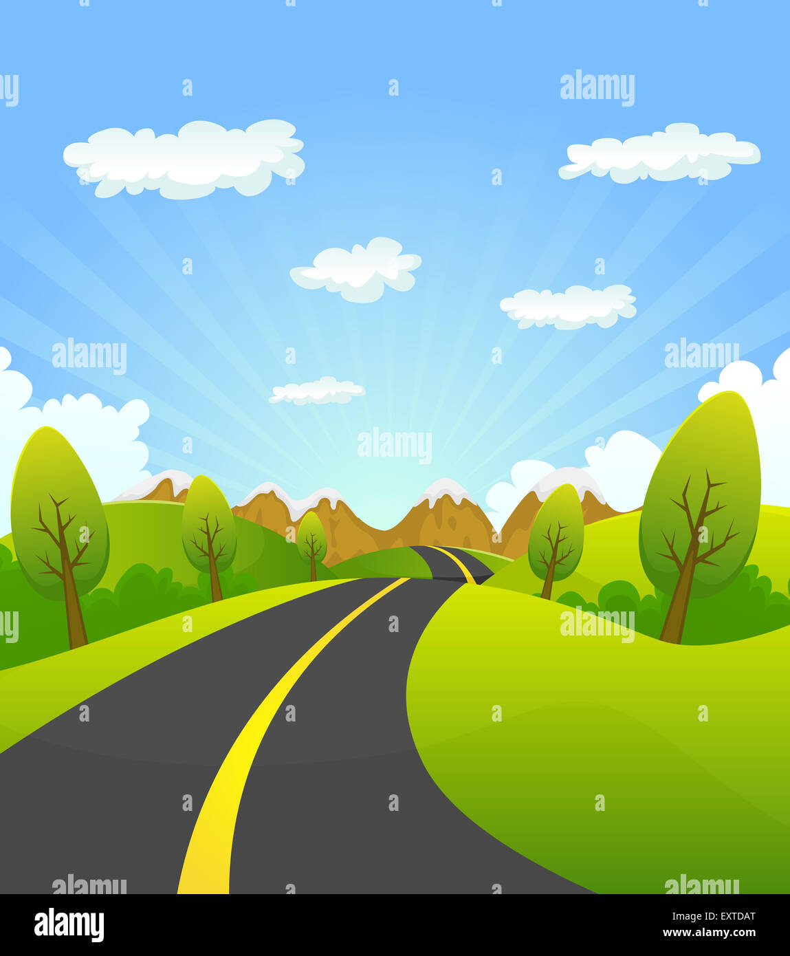 Road Background Cartoon