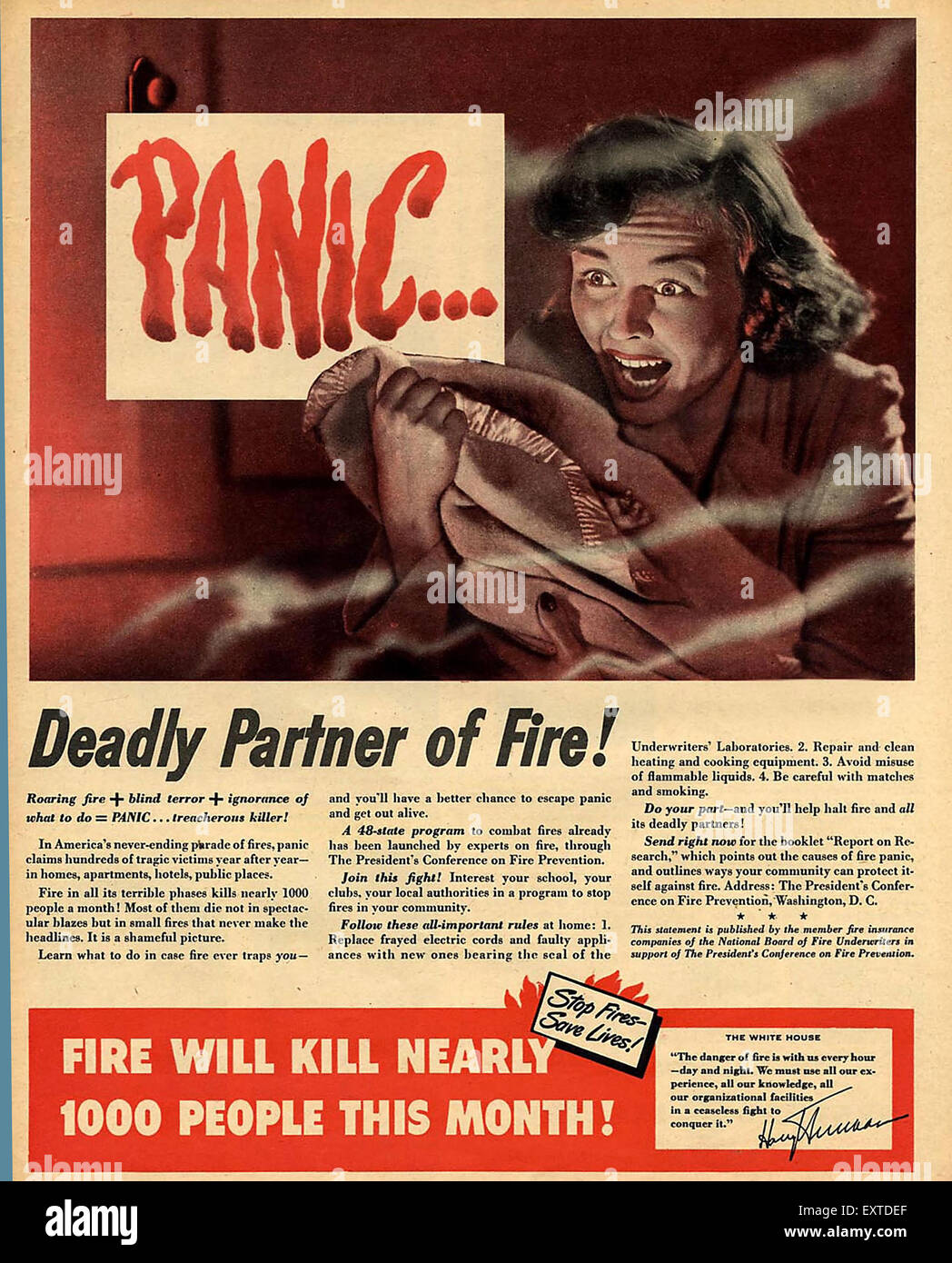 1940s USA National Board of Fire Underwriters Magazine Advert Stock ...