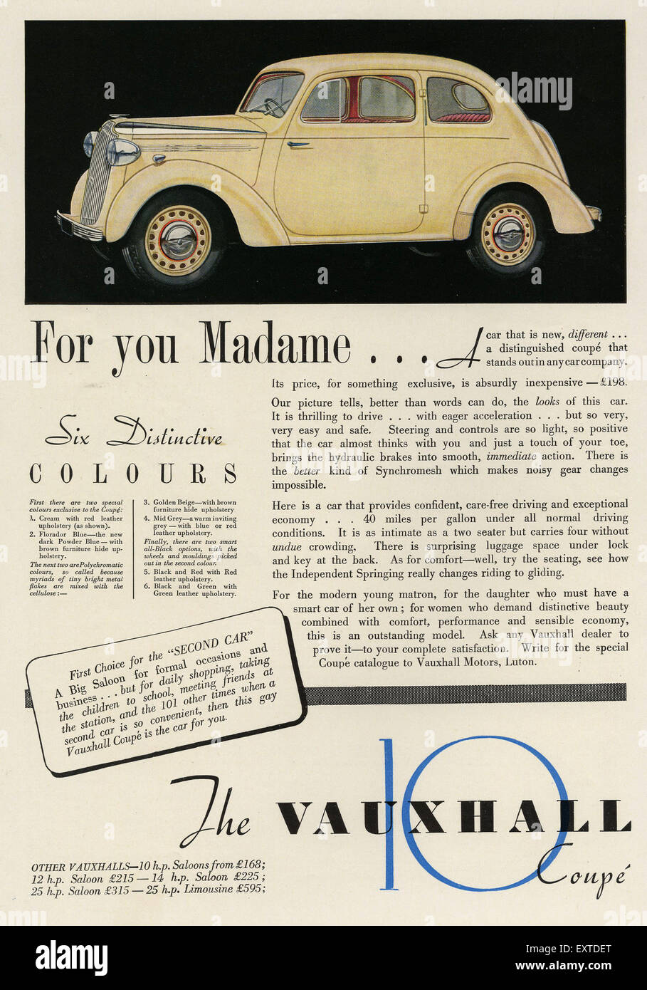 1930s UK Vauxhall Magazine Advert Stock Photo - Alamy