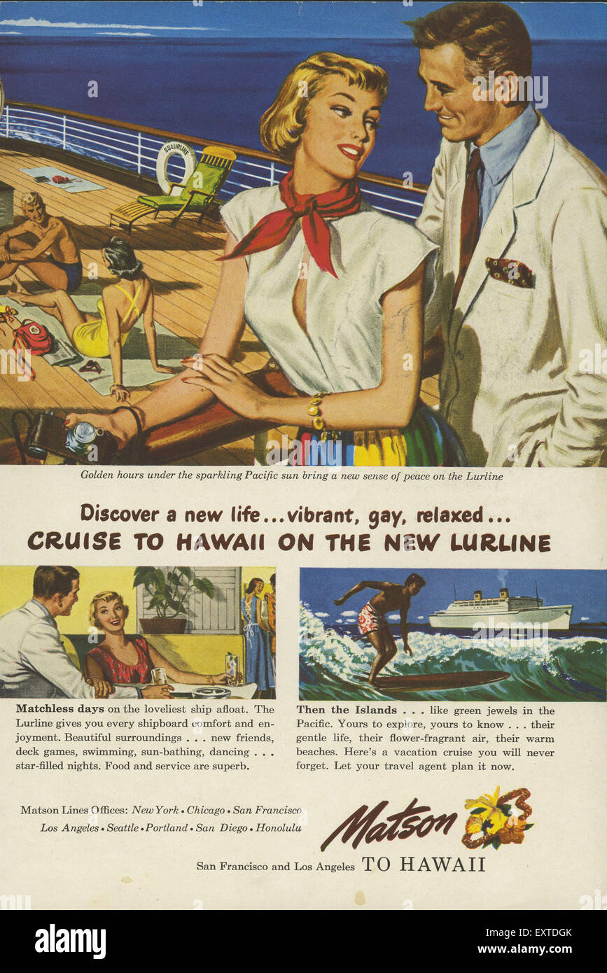 1950s USA Matson Magazine Advert Stock Photo - Alamy