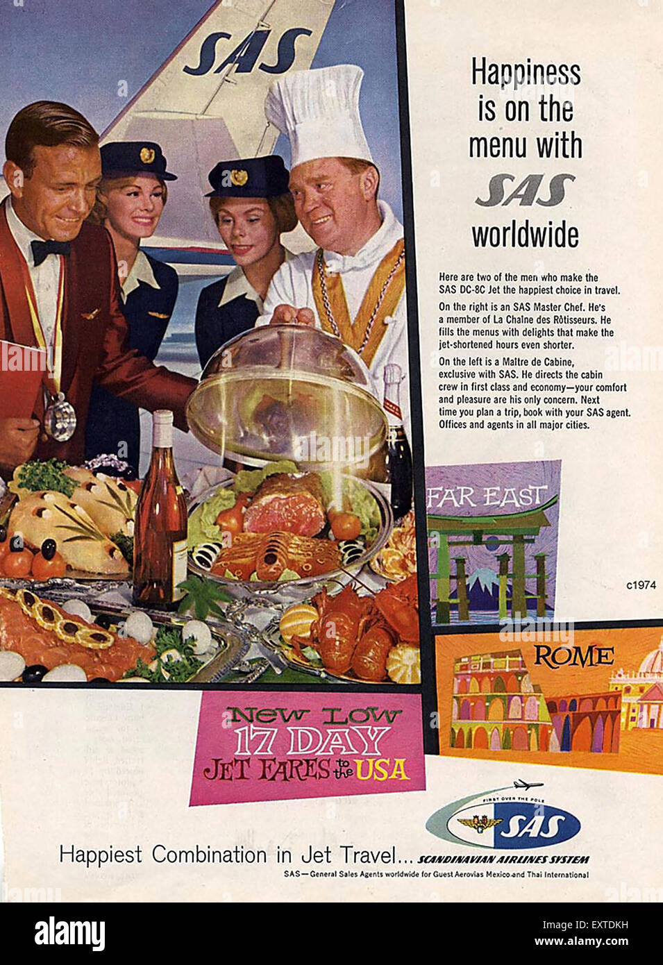 1970s UK Scandinavian Airlines System Magazine Advert Stock Photo - Alamy