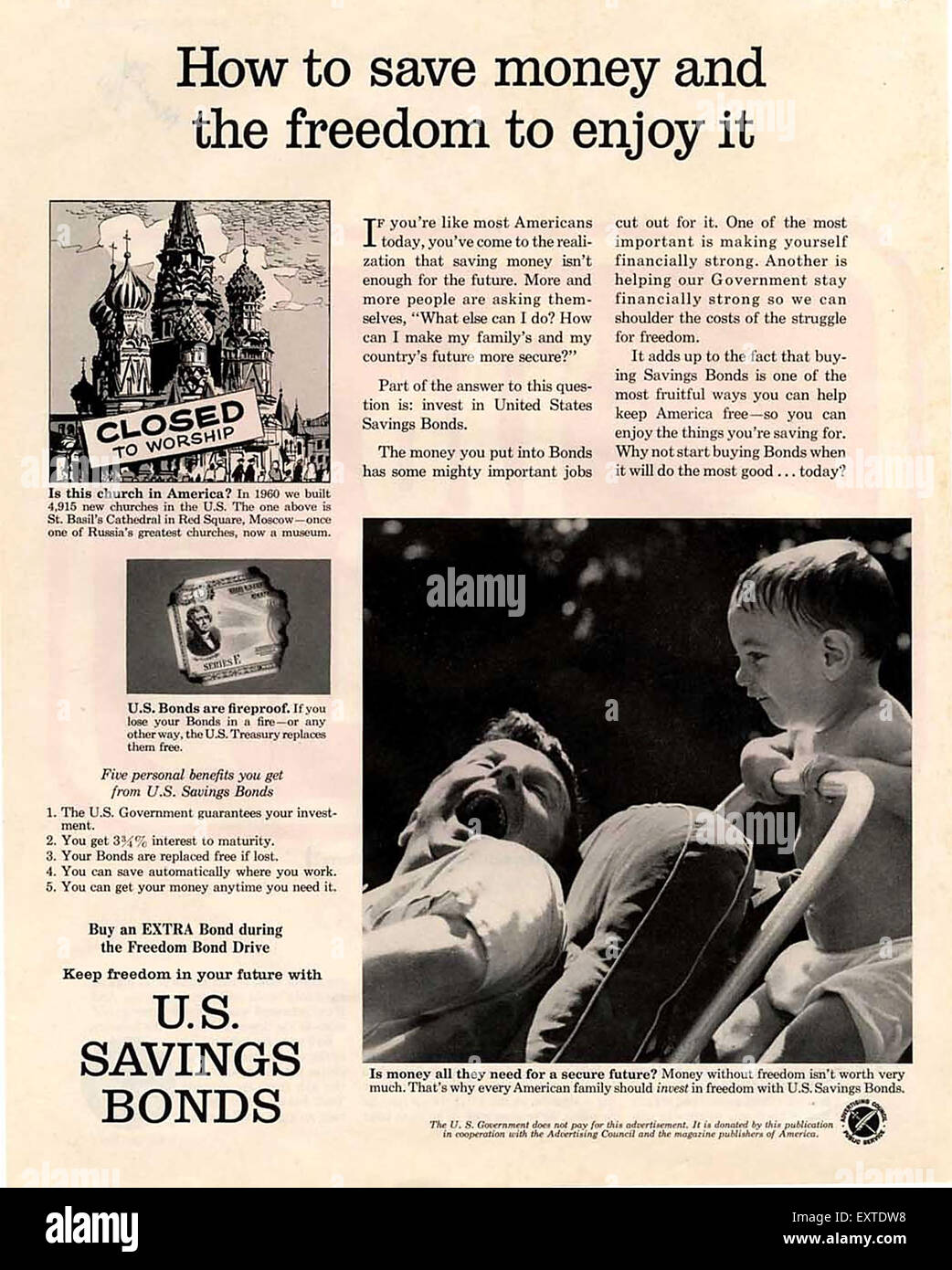 1960s USA U.S Savings Bonds Magazine Advert Stock Photo - Alamy