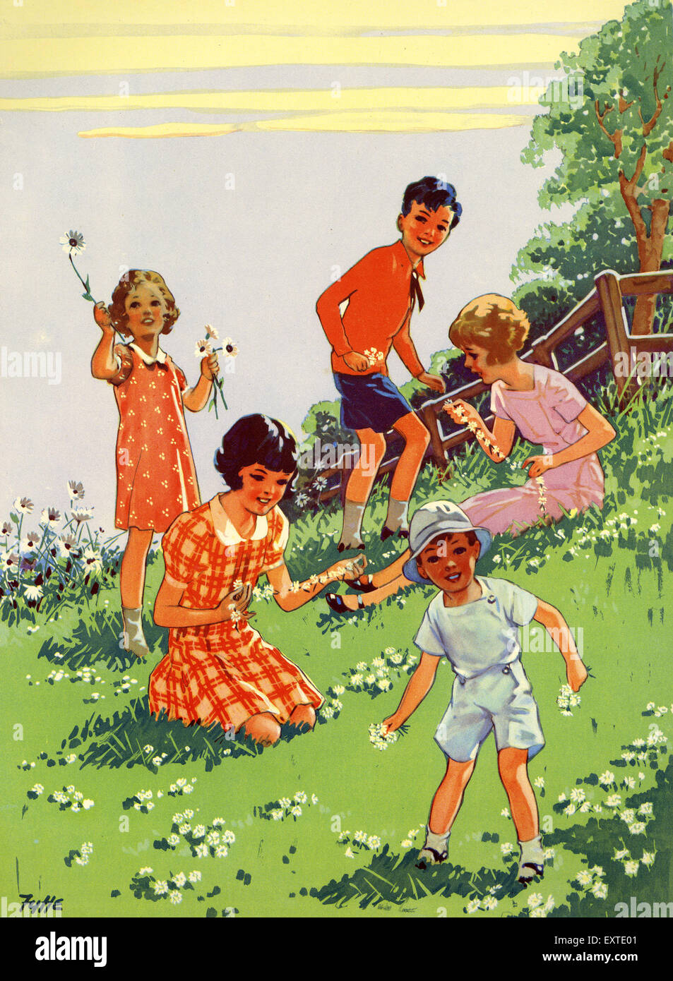 1950s UK Infant School Illustrations Book Plate Stock Photo - Alamy