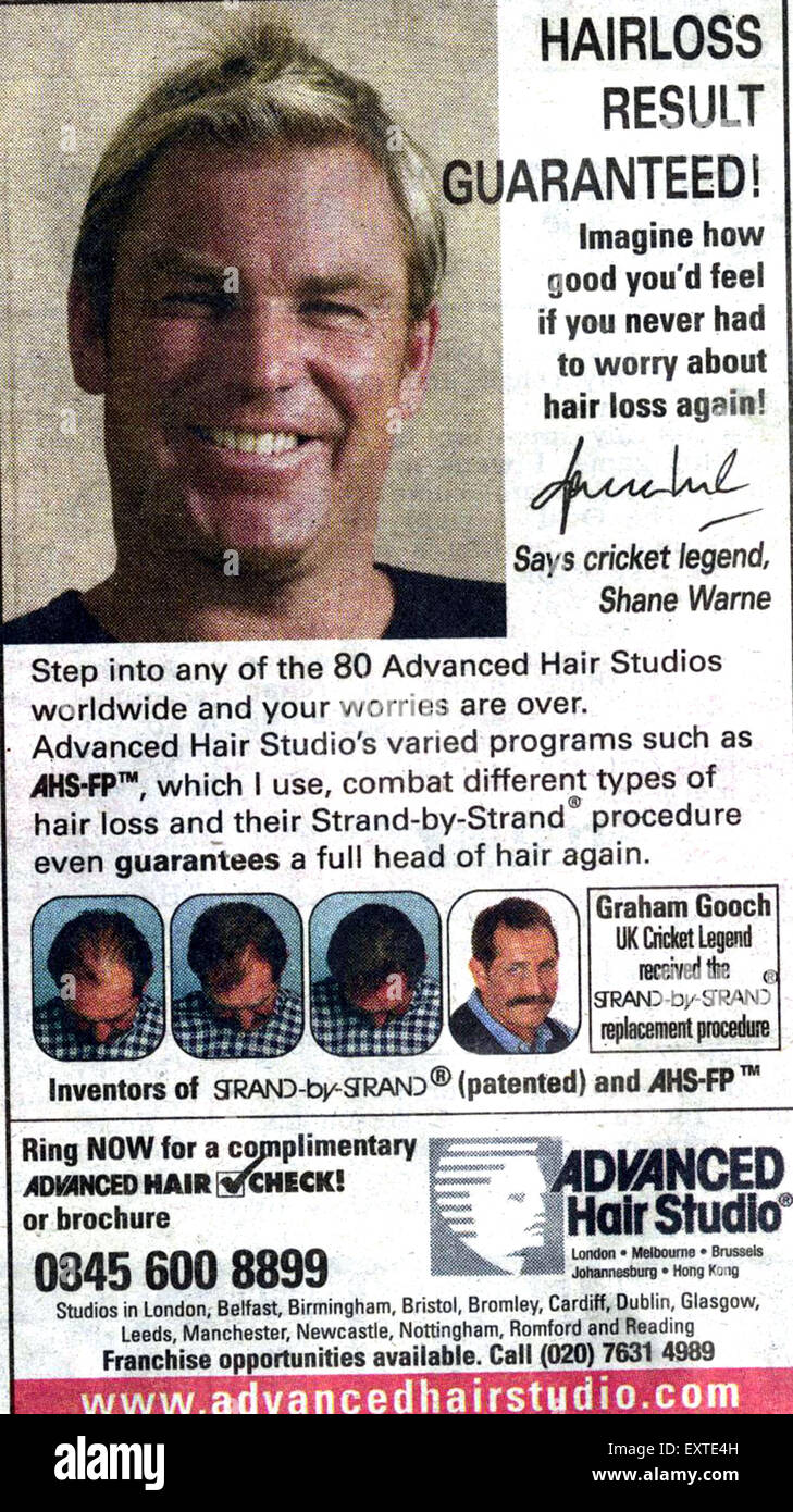 2000s UK Advanced Hair Studio Newspaper Advert Stock Photo - Alamy