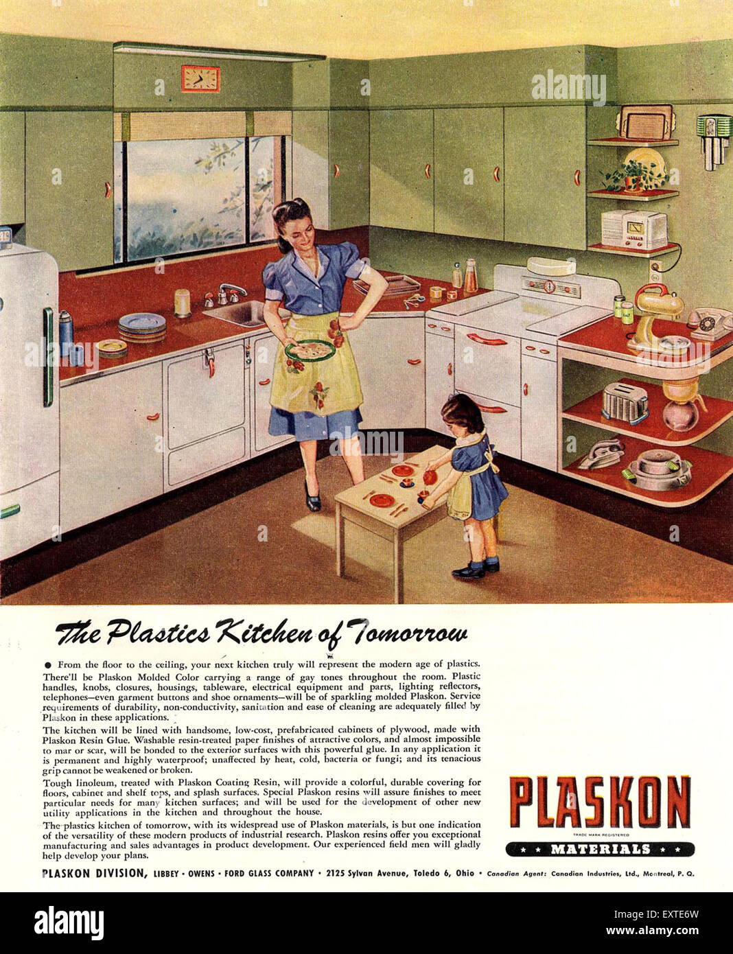 1950s USA Plaskon Magazine Advert Stock Photo - Alamy