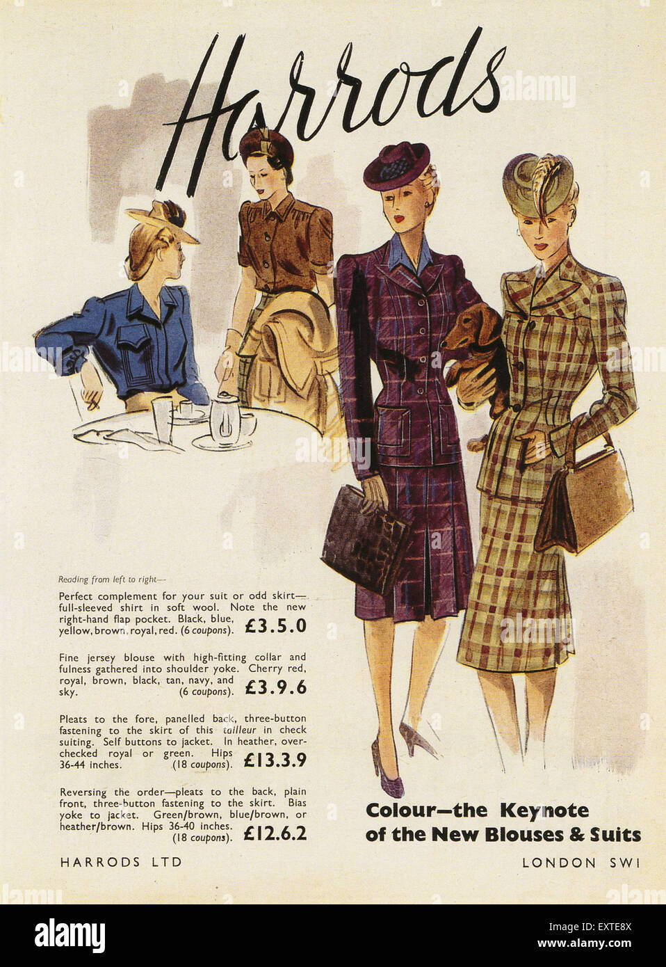 1940s UK Harrods Magazine Advert Stock Photo - Alamy