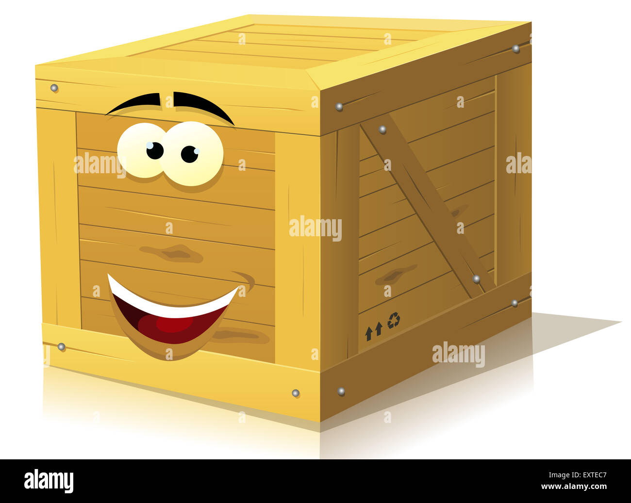 Illustration of a funny cartoon wooden box character happy and smiling ...
