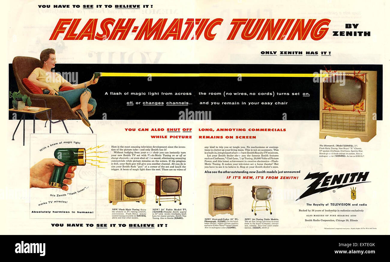 1950s USA Zenith Magazine Advert Stock Photo - Alamy
