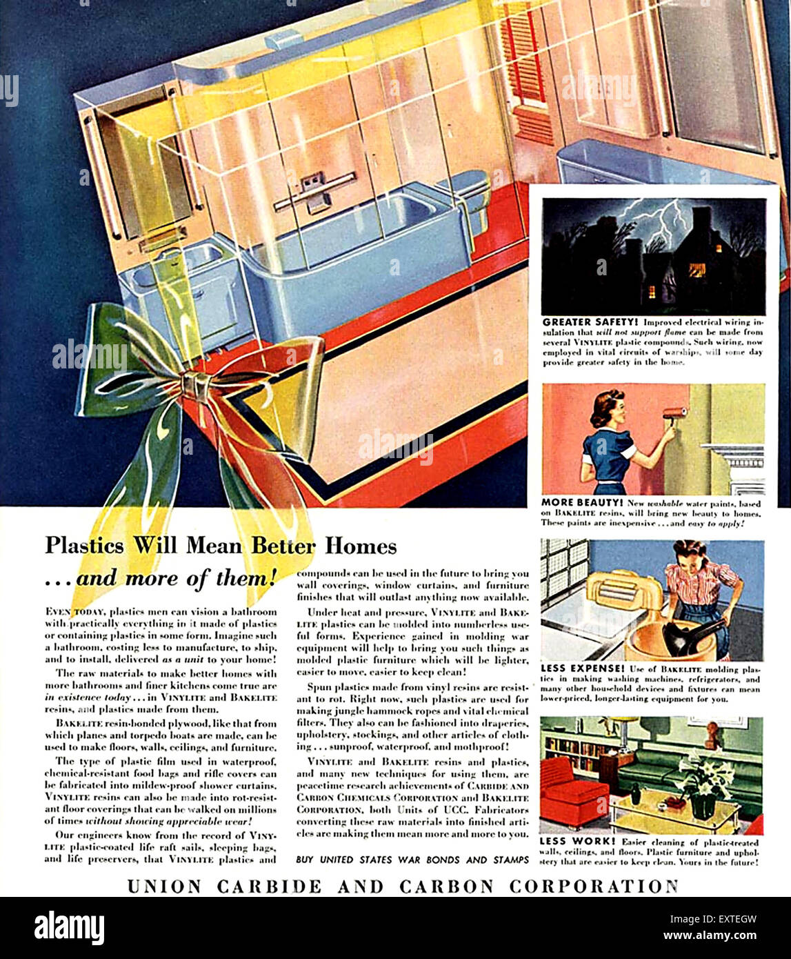 1950s USA Union Carbide and Carbon Corporation Magazine Advert Stock ...