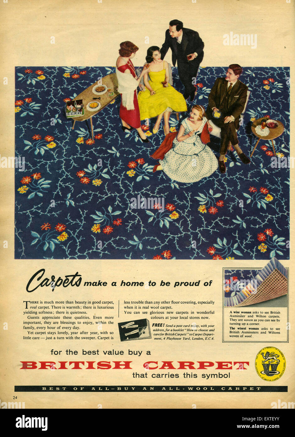 1950s UK British Carpets Magazine Advert Stock Photo - Alamy